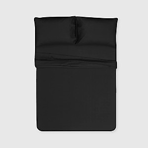 Karin Maki Microfiber Full Size Bed Sheets Set - 1800 Thread Count Bed Set - Super Soft Luxury Egyptian Bedding - Deep Pocket Fitted Sheet with Pillow Cases - Wrinkle Free and Fade Resistant - Black