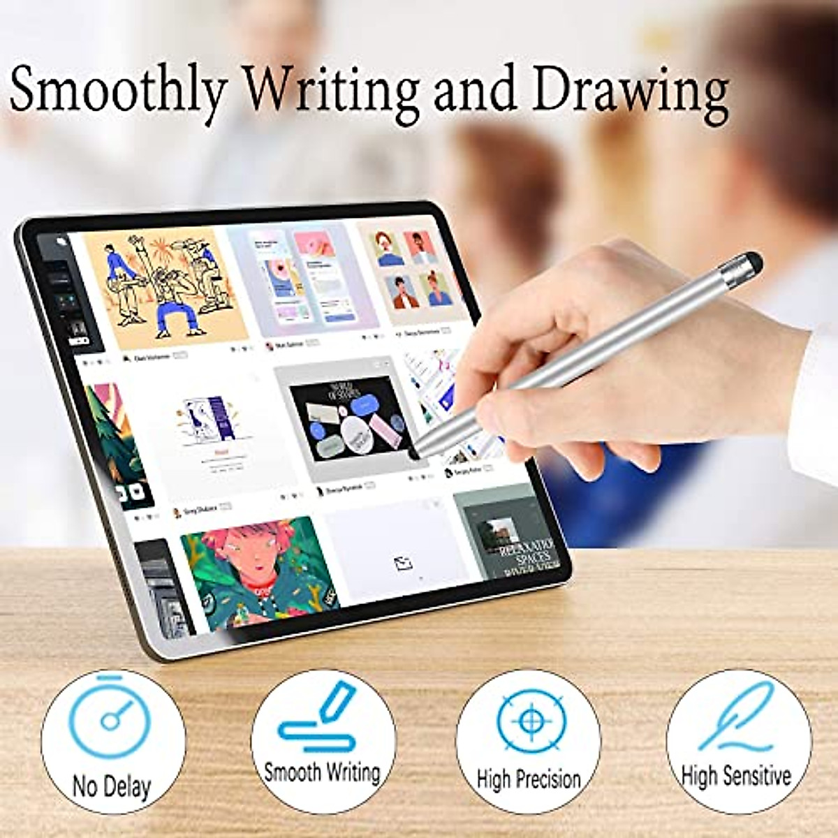 4 Pack Stylus for iPad Luntak Stylus Pens for Touch Screens 2-in-1 iPad Pencil Universal Rubber iPad Stylus Touch Screen Pen iPad Pen Compatible with iPad Mini/iPhone/Galaxy Note/Huawei/Xiaomi/Android