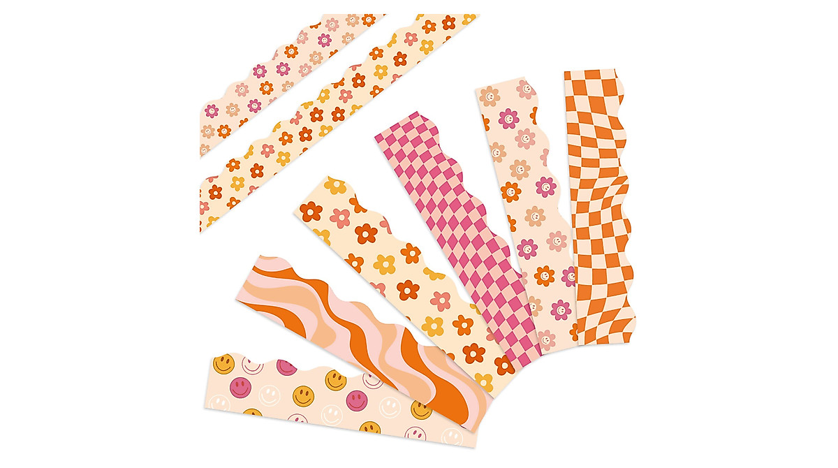 Whaline Boho Bulletin Borders 82Ft Retro 70s Classroom Decor