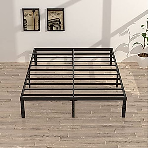 Upcanso 16 Inch Queen Bed Frame No Box Spring Required, Metal Platform Queen Size Bed Frames with 14 Inch Storage, 3,500 lbs Heavy Duty Steel Slats Support, Easy Assembly Mattress Foundation