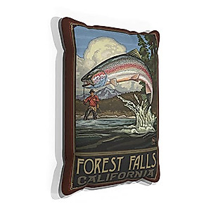 Forest Falls California Canvas Throw Pillow for Couch or Sofa at Home & Office from Travel Artwork by Artist Paul A. Lanquist 13" x 19".