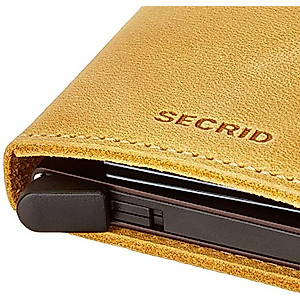 Secrid - Slim Wallet Genuine Vintage Leather RFID Safe Card Case for max 12 Cards (Chocolate) (Ochre)