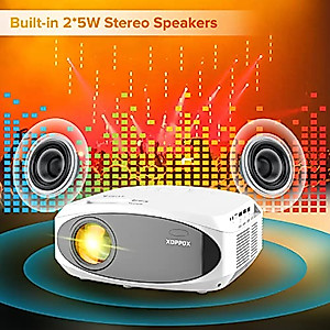 1080P Native WiFi Projector Bluetooth- XOPPOX HD Outdoor Movie Projector with 9000:1 Contrast for Home Cinema, Portable Video Projector Compatible PC/Laptop/Pad/ PS4/ Phones [Come with 100” Screen]