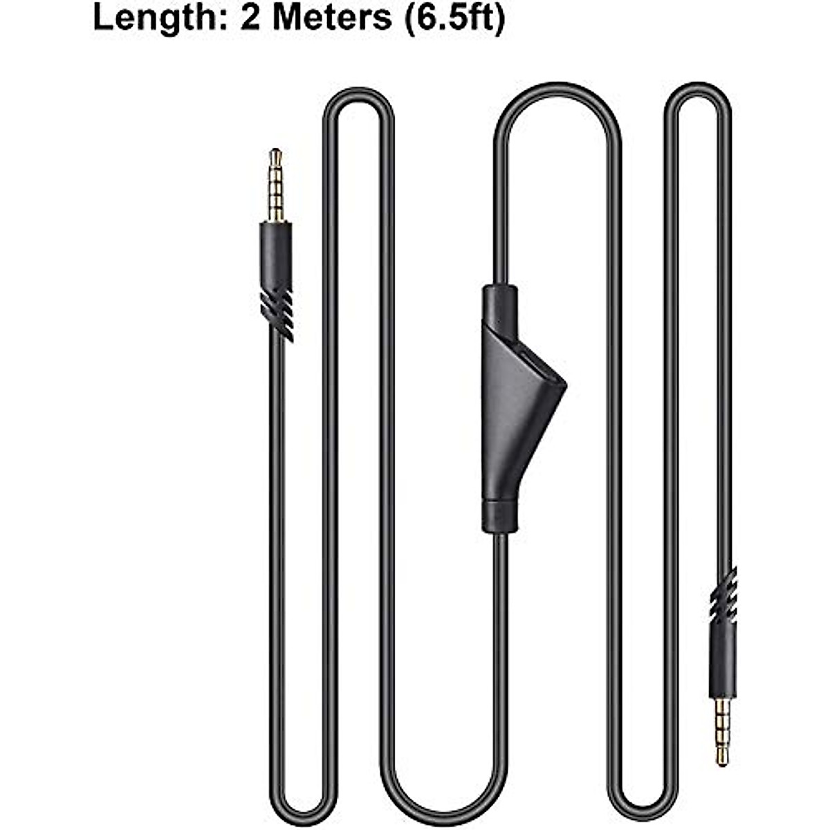 YARENKA Replacement Astro A10 A40 Cable - 2.0M Astro A40 TR Inline Mute Cable Cord for Astro A10/A40 Gaming Headsets Xbox One PS4 PS5 Controller Headphone Audio Extension Cable 6.5 Feet Black
