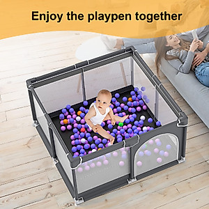 Baby Playpen, Playpen for Babies and Toddlers Thickened Sponges Ensure Safety, Indoor & Outdoor Baby Play Yards with Breathable Mesh Anti-Fall Playpen & Anti-Slip Base