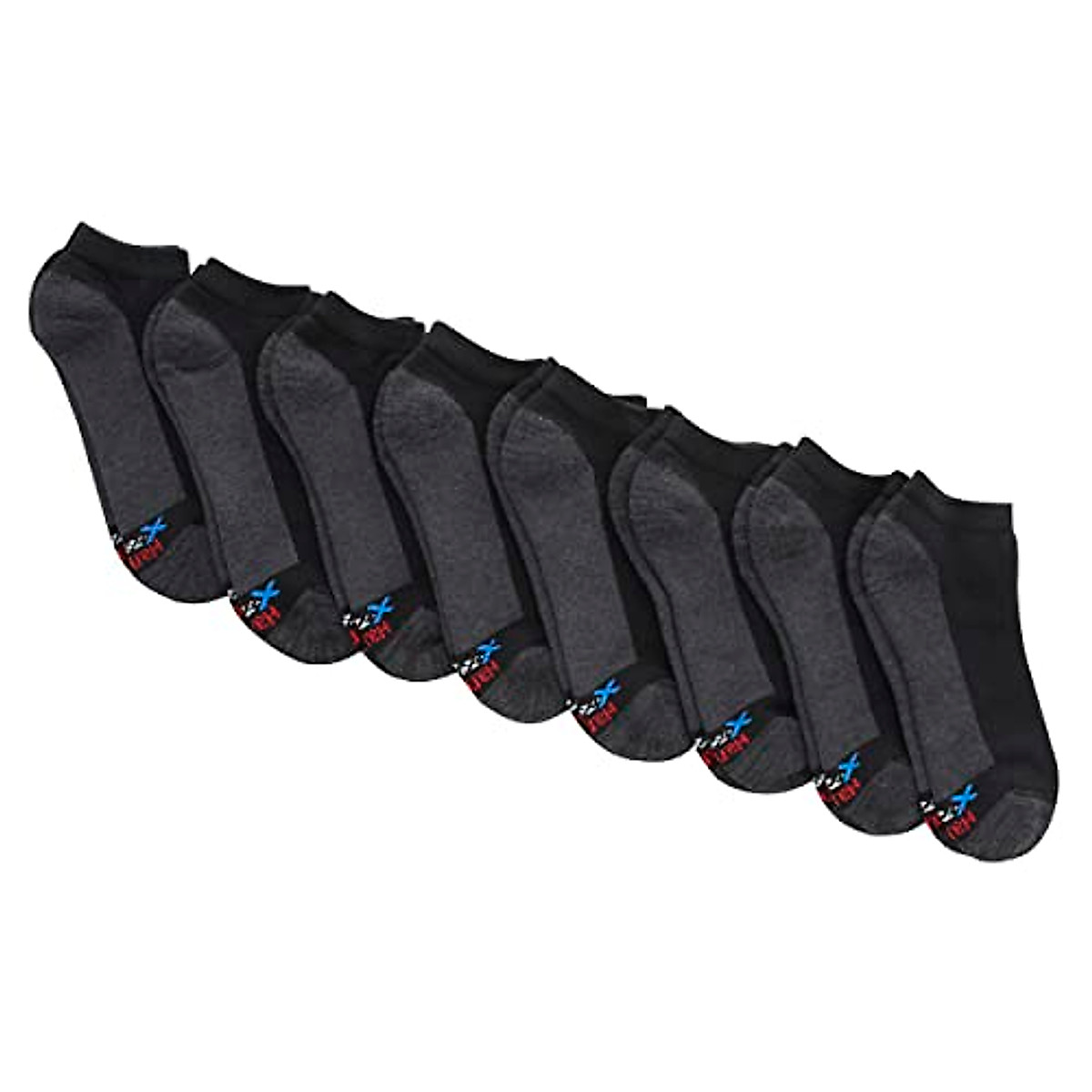 Hanes Mens Max 6 And Ultimate 8-Pack Ultra Cushion FreshIQ Odor Control With Wicking Low Cut Socks, Black, Black - 8 Pack, 6-12 US