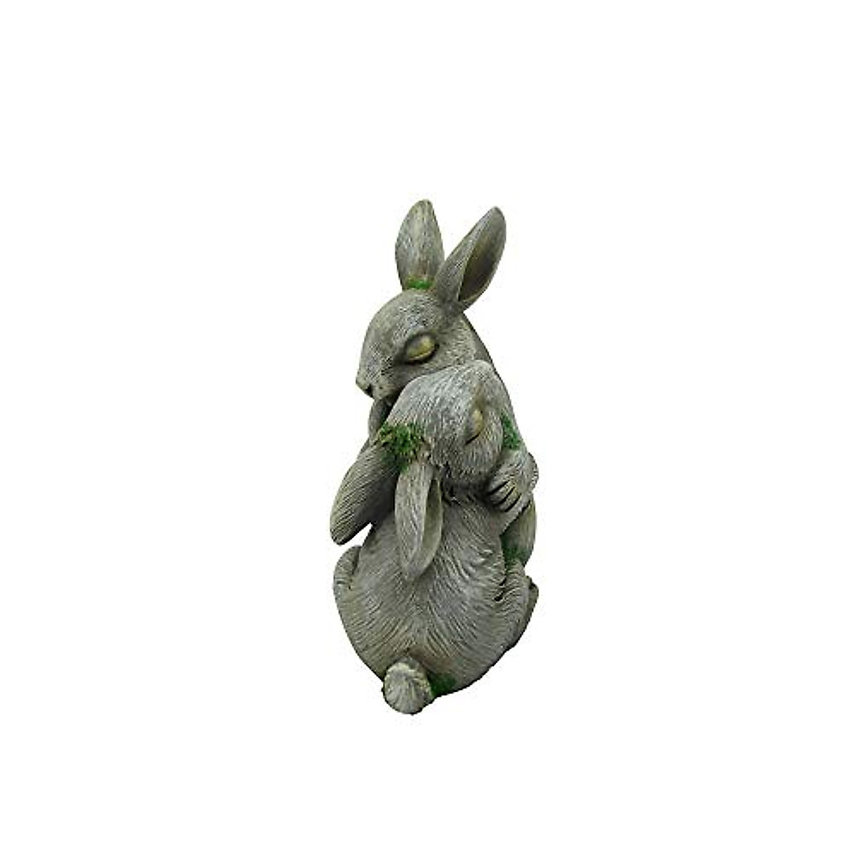 Comfy Hour 6" Polyresin Embracing Rabbits Statue Figurine for Outdoor Garden Decoration, Gray and Green, Spring in Garden Collection