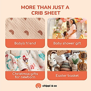 Chippi & Co Cactus Crib Sheets, Arizona Nursery Decor, Succulent Crib Bedding Stuff, Western Crib Sheets, for New Mom, New Baby Gifts, Cotton Standard Size Boy & Girl 52X28X9''