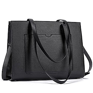 BROMEN Laptop Tote Bag 15.6 inch Briefcases for Women Stylish Business Office Work Tote Bag black