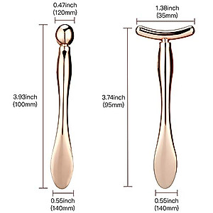 Lisapack 2PCS Metal Eye Cream Applicator Wand Stick, Massager Tool for Facial Massage, Reduce Puffiness (Rose Gold)