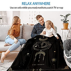 Milanblocks The Moon Tarot Blanket Warm Astrology Gifts Blanket Flannel Fleece Throw Gifts Blanket for Home Bed Couch 80 X 60 in
