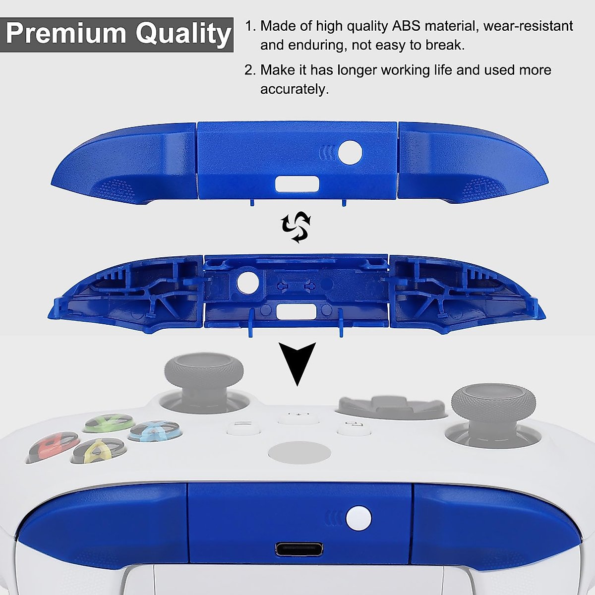 Ikpek 2 Pack Bumpers Replacement LB RB Button for Xbox Series X/S Controllers, Blue Shoulder Trigger Buttons Top Middle Bracket for Xbox Series Controller