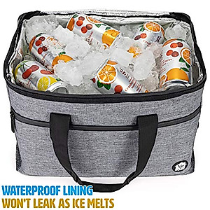 VP Home 48 Can Large Collapsible Insulated Cooler Bag for Travel Camping Beach Picnic BBQ with Shoulder Strap Cooler Bags Insulated Beach Cooler Bag Collapsible Coolers for Travel (Heather Gray)