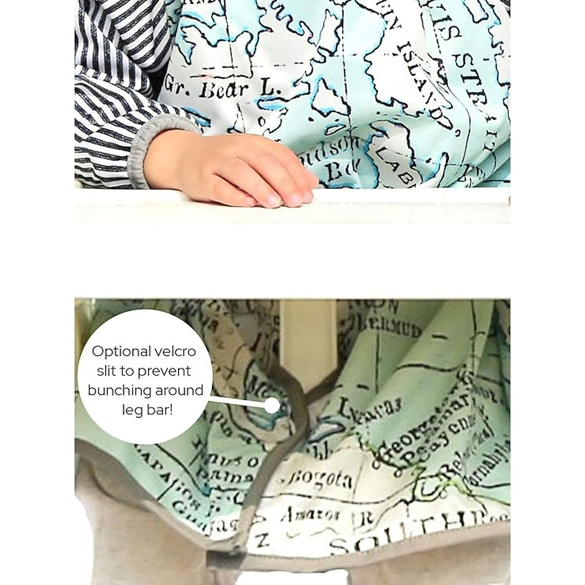 Bibbrella Long Sleeve Bibs for Messy Eaters, Full Coverage Bibs For Baby and Toddlers, Baby Led Weaning Bibs 6m-3y, Toddler Bibs 1-3 years Waterproof Bibs, Blue Map