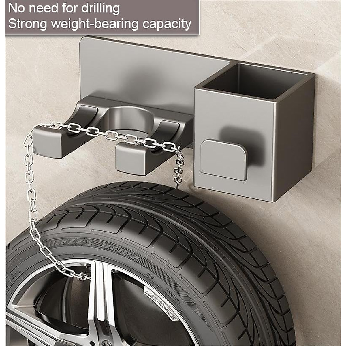 ALOeu Hair Dryer Holder Wall Mounted, Aluminum Organizer Rack with Self Adhesive for Shark or Dyson Supersonic Hair Dryer, grey