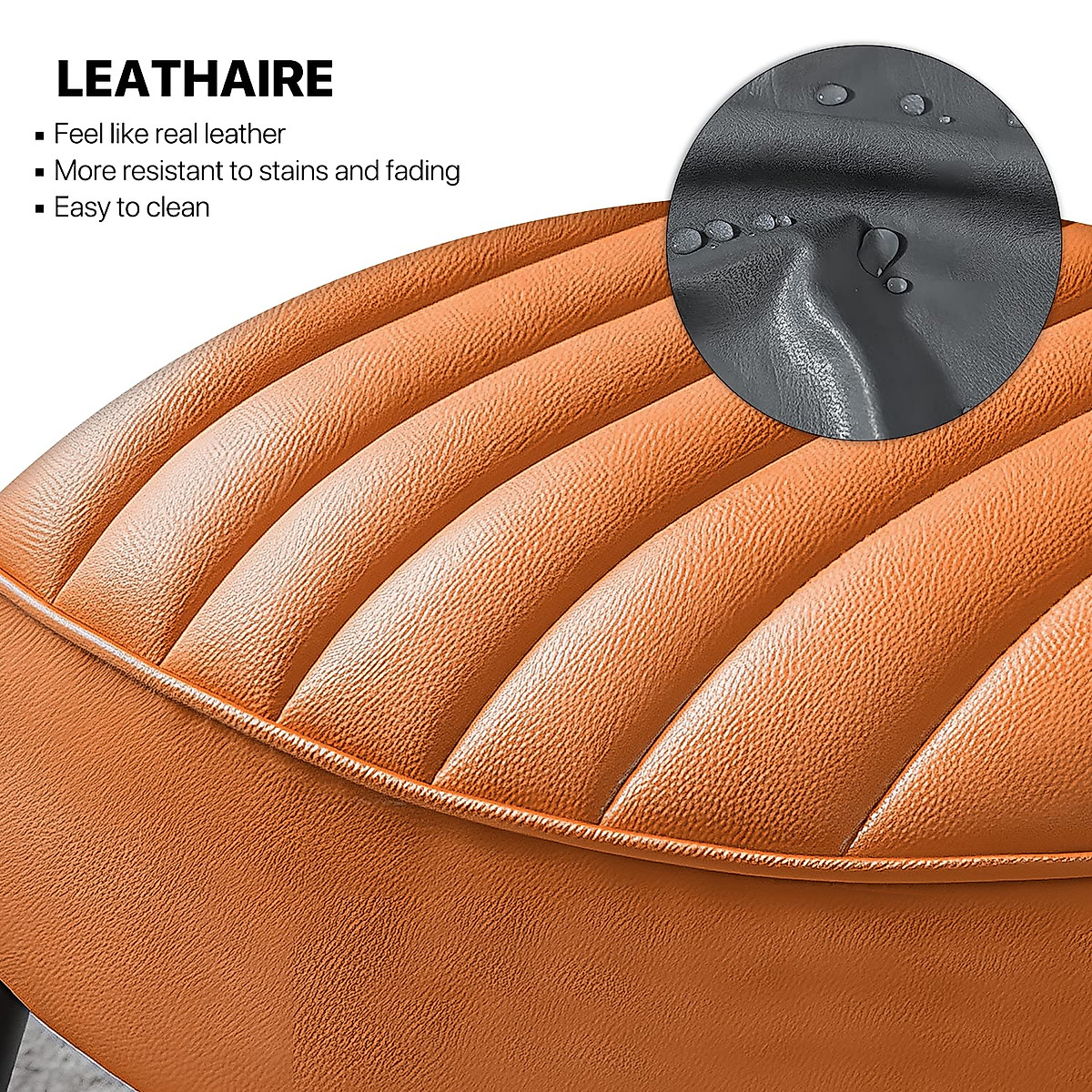 MoNiBloom Accent Chair for Living Room with Lumbar Pillow, Leatheraire Comfy Bedroom Chair Occasional Chair Single Lounge Sofa, Orange/Gray Contrasting Colors Upholstered Club Chair w/Metal Legs