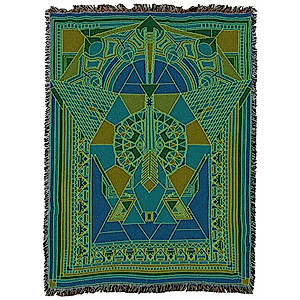 Pure Country Weavers Frank Lloyd Wright Imperial Peacock Blanket - Mission Prairie School Style - Gift Tapestry Throw Woven from Cotton - Made in The USA (72x54)