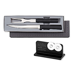 RADA Carving Knife Set – Black Handled 2-Piece Carving Set With Knife Sharpener