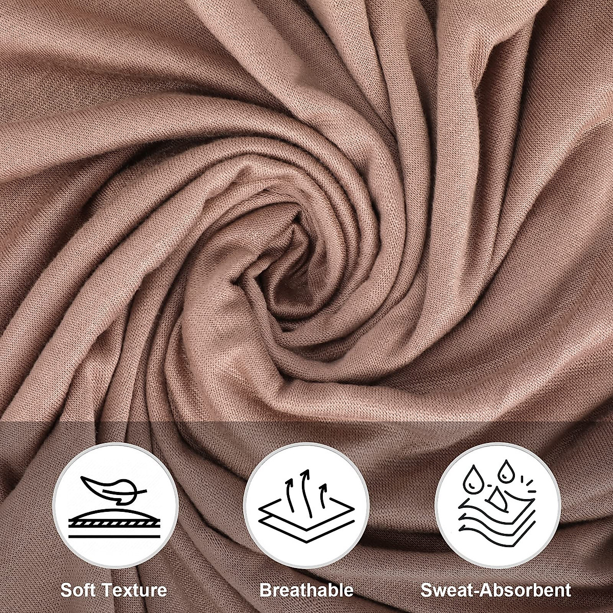 PHOGARY 2 PCS Snap Hijab for Women, Islamic Muslim Ready To Go Instant Hijab for Women Hijab Undercap with Tie Back Buttons Solid Color Modal Head Wraps Hair Wraps Turbans for Women, Khaki+Beige