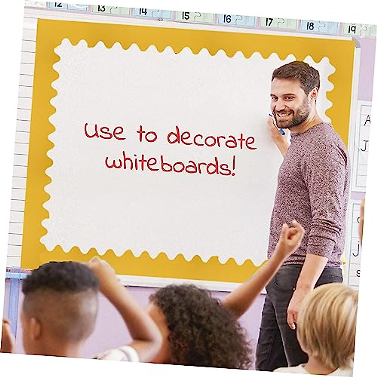 STOBOK Border Decorative Paper Yellow Suit Framed Cork Board Christmas Stickers Display Board Borders Self Adhesive Borders for Display Boards Piping Office Yellow Paper Jam Note