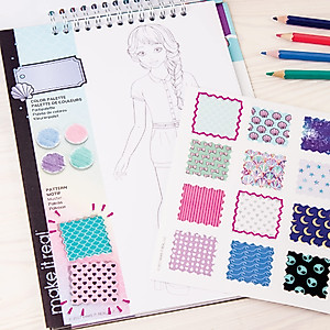 Make It Real Fashion Design Sketchbook for Girls - Pastel Pop Kit with 105 Stickers, Stencils, Design Guide - Pastel & Rainbow-Themed Fashion, Creative Gift Kids Ages 6+, Develops Real-World Skills
