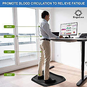 ErgoLuz Standing Desk Mat Anti Fatigue Kitchen Pad Cushioned and Comfort Floor Mats Padded Foot Foam for Office Solutions and Antifatigue Stand Up Cushion, Black