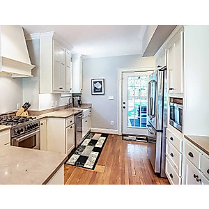 Gloria Non-Slip Rubber Back Kitchen Rug Set 2 Pieces Carpet Runner and Mat Set - 20"X30" & 20"X59" (Modern, 2702)