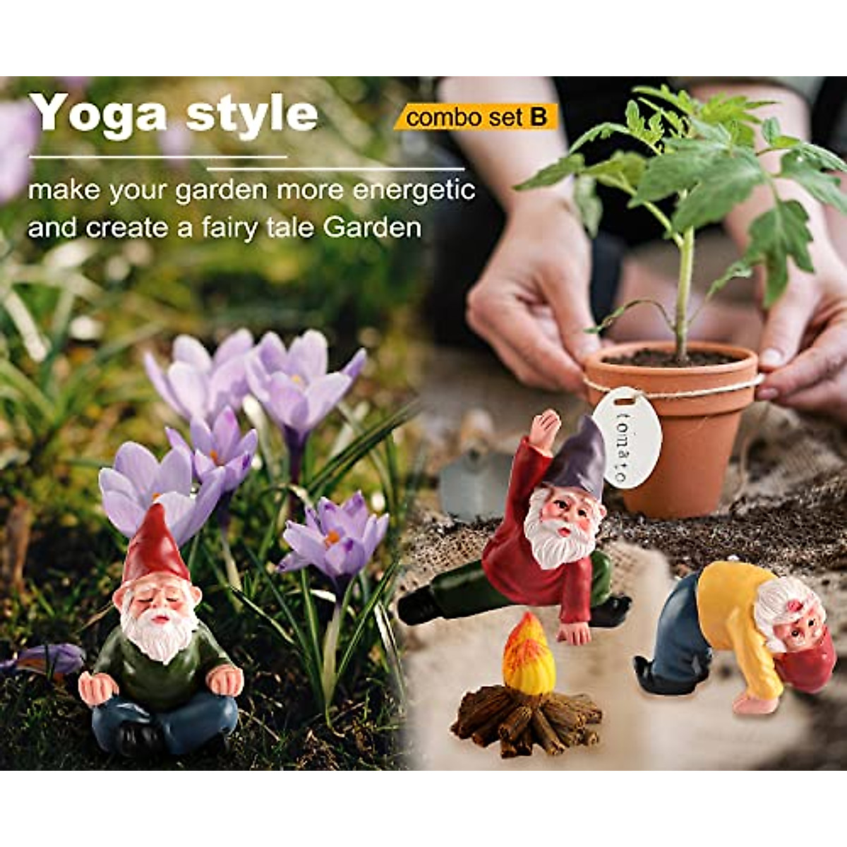YARCHONN Miniature Garden Gnomes Ornament Outdoor, Resin Elf Statue, Funny Gnome Fairy Garden Accessories for Patio, Yard, Lawn or Home Garden Decorations, (5PK Yoga Theme)