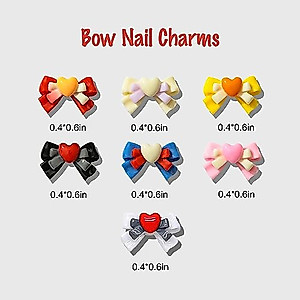 Bow Tie Nail Charms for Acrylic Nails，70PCS Girl Cute Resin Nail Rhinestones Decoration,Nail Jewels Y2K Accessories for Nail Art Supplies Manicure Craft DIY BBATT-HAPPY