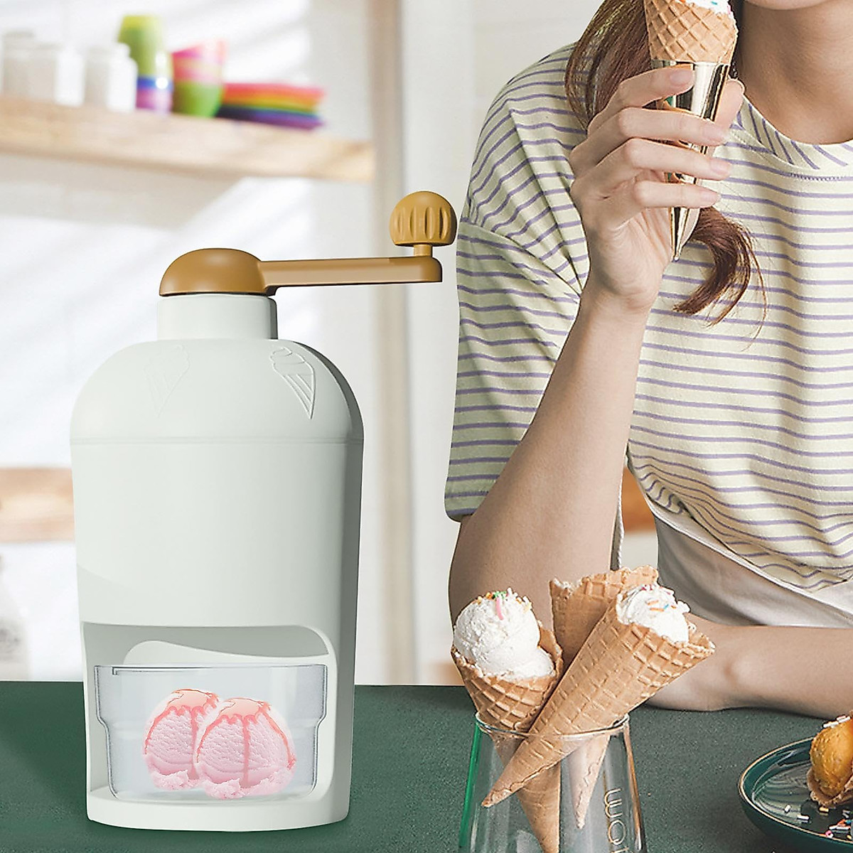 Ice Shaver, Slushie Maker with 4pcs Ice Mold, Portable Ice Shaver for Home Use, Shaved Ice Maker Machine for Snow Cones, Frozen Cocktails, Flavored Health