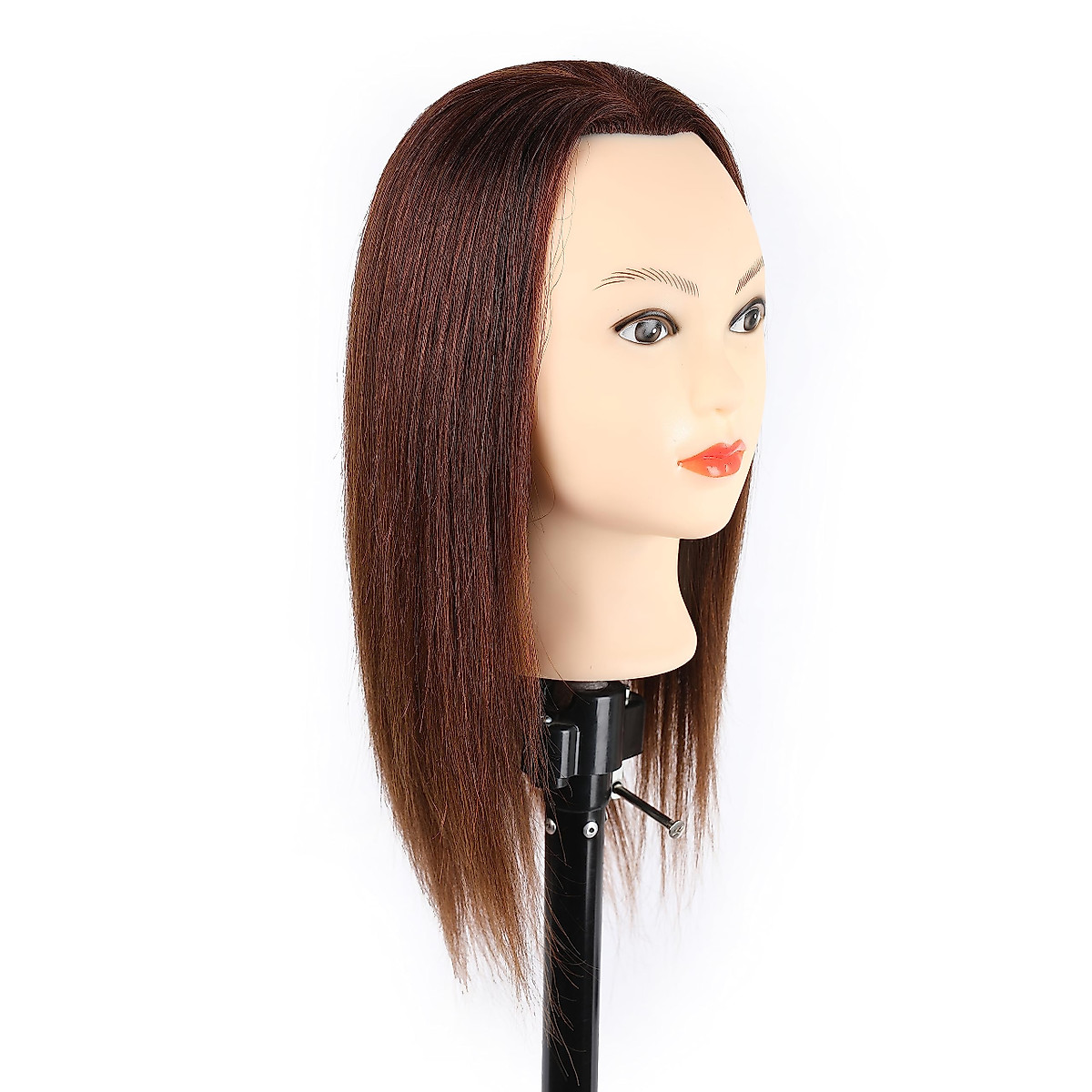 Stancia Mannequin Head Human Hair 50cm, Hair Mannequin 100% Human Hair, Manikin Head Training Doll Head, Cosmetology Mannequin Head for Hairdresser Barber Student (Table Clamp Included)