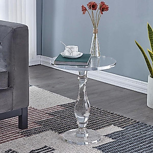 Gdrasuya10 Clear Acrylic Side Table End Table, Acrylic Pedestal End Table Small Accent Table with Solid Base Drink Table for Small Space Living Room, Bedroom, Balcony (14 inch)