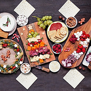 Stylish Gold Cocktail Napkins, Disposable 5x5 Inch Gold Paper Napkins, 100 Gold Star Napkins, 3 Ply White and Gold Napkins, Holiday Cocktail Napkins, Paper Christmas Cocktail Napkins