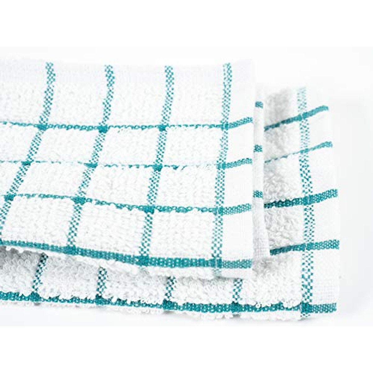 KAF Home Pantry 100% Cotton Checkered Grid Dish Cloths | Set of 6, 12 x 12 Inches | Absorbent and Machine Washable | Perfect for Cleaning Counters, and Any Household Spills (Teal)