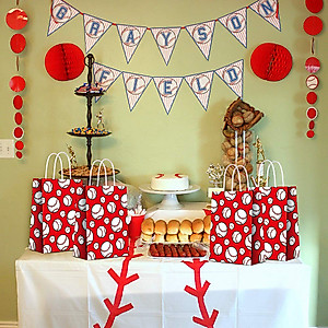 Baseball Bag, Baseball Print Paper Bags for Baseball Party Supplies Party Decorations- Baseball Party Bags Party Favor Goody Treat Candy Gift Bags for Kids Adults Birthday Party Decor- 16 PCS