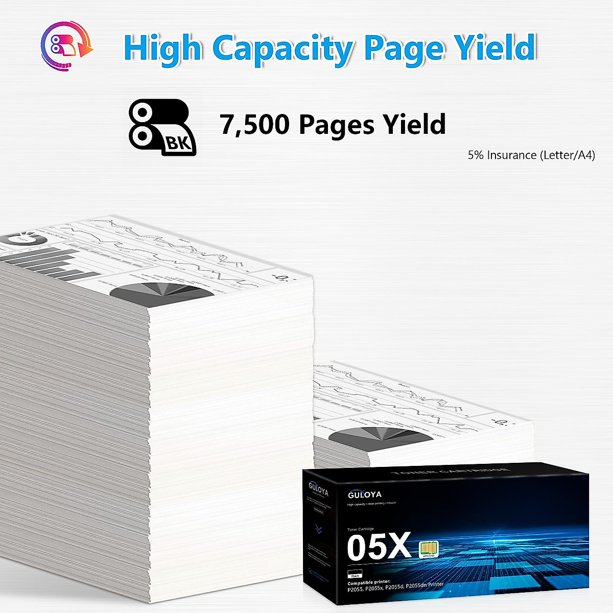 05X High-Yield Black Toner Cartridge CE505X 4-Pack with Chip Replacement for HP 05X CE505X Toner 05A CE505A Compatible with P2055 (CE456A), P2055x (CE460A), P2055d (CE457A), P2055dn (CE459A) Printer