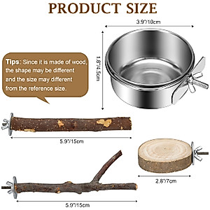 KaKaPops Bird Perches 9 Pack Parakeet Toys Wooden Parrot Stand Branch, Bird Cage Accessories with Bird Feeding Cup, Bird Toys for Cockatiels Small Birds