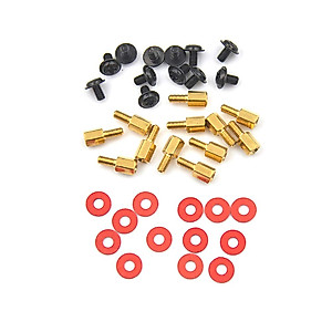 Screw 10Pcs 6.5mm 6-32-M3 Riser+Silver Screws + Red Washers Computer Golden Motherboard
