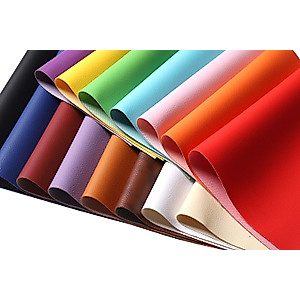 Picheng Solid PU Synthetic Faux Leather Sheets 15pcs/Set 8.2" x 11.8"Soft Leather Fabric Sheets Suitable for Making Bows, Leather Earrings, Hair Accessories DIY Projects (15 Colors)