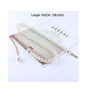 Ya Jin Women's Fashion Pearl Decorative Metal Waist Chain, White, Size 100cm