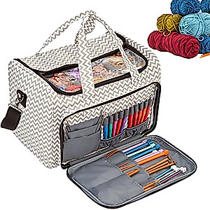 HOMEST Yarn Storage Bag, Knitting Tote with Removable Inner Dividers, Ripple