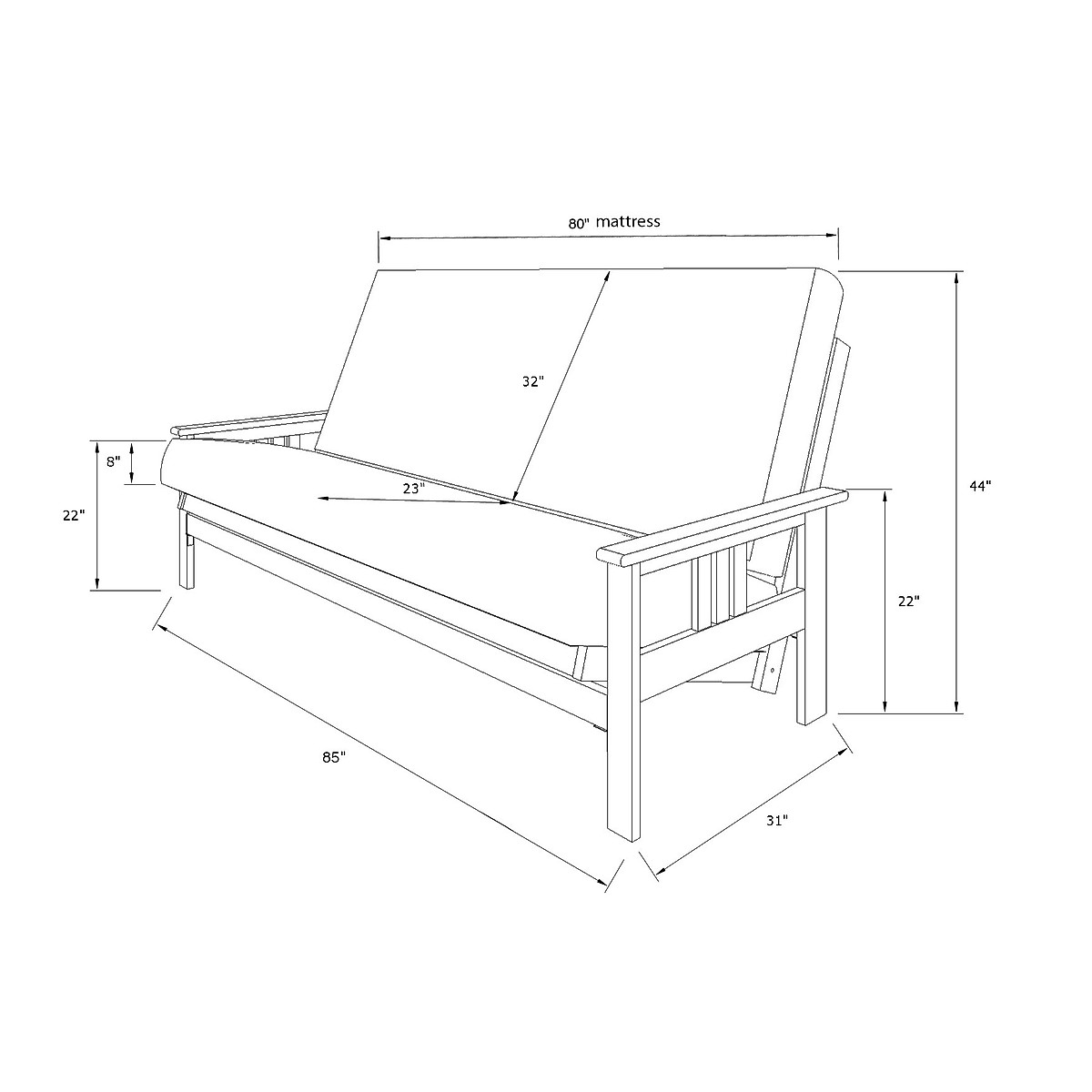 Kodiak Furniture Monterey Futon Set in Espresso Finish, Suede Navy