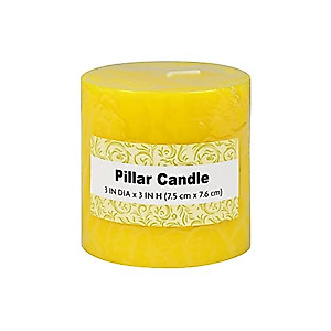 Zest Candle Pillar Candle, 3 by 3-Inch, Yellow