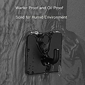 OKAKA Heavy Duty Adhesive Hooks Stainless Steel No Drilling Wall Hooks for Bathroom Outdoor Kitchen Robe Towel Coat Home Sticky Hooks Matte Black 5 Pack