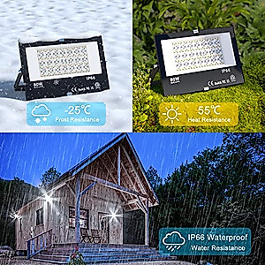 LED Flood Light Outdoor 800W Equivalent 8000LM, Smart RGB Color Changing Landscape Lighting with APP Control, IP66 Waterproof Daylight 5700K 23 Modes Floodlights Wall Light for Garden Stage 4 Pack