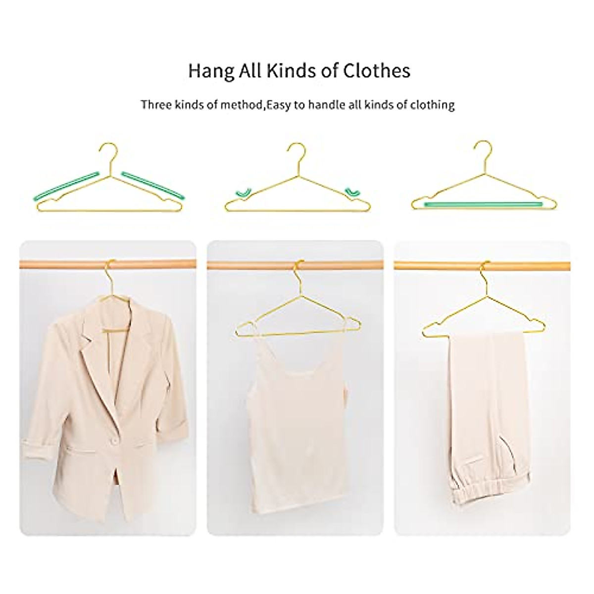 Nature Smile 17 Inch Heavy Duty Shiny Gold Metal Clothes Hanger, Coat Hanger, Suit Hanger, Dress Hanger with Big Notches Pack of 20,Gold