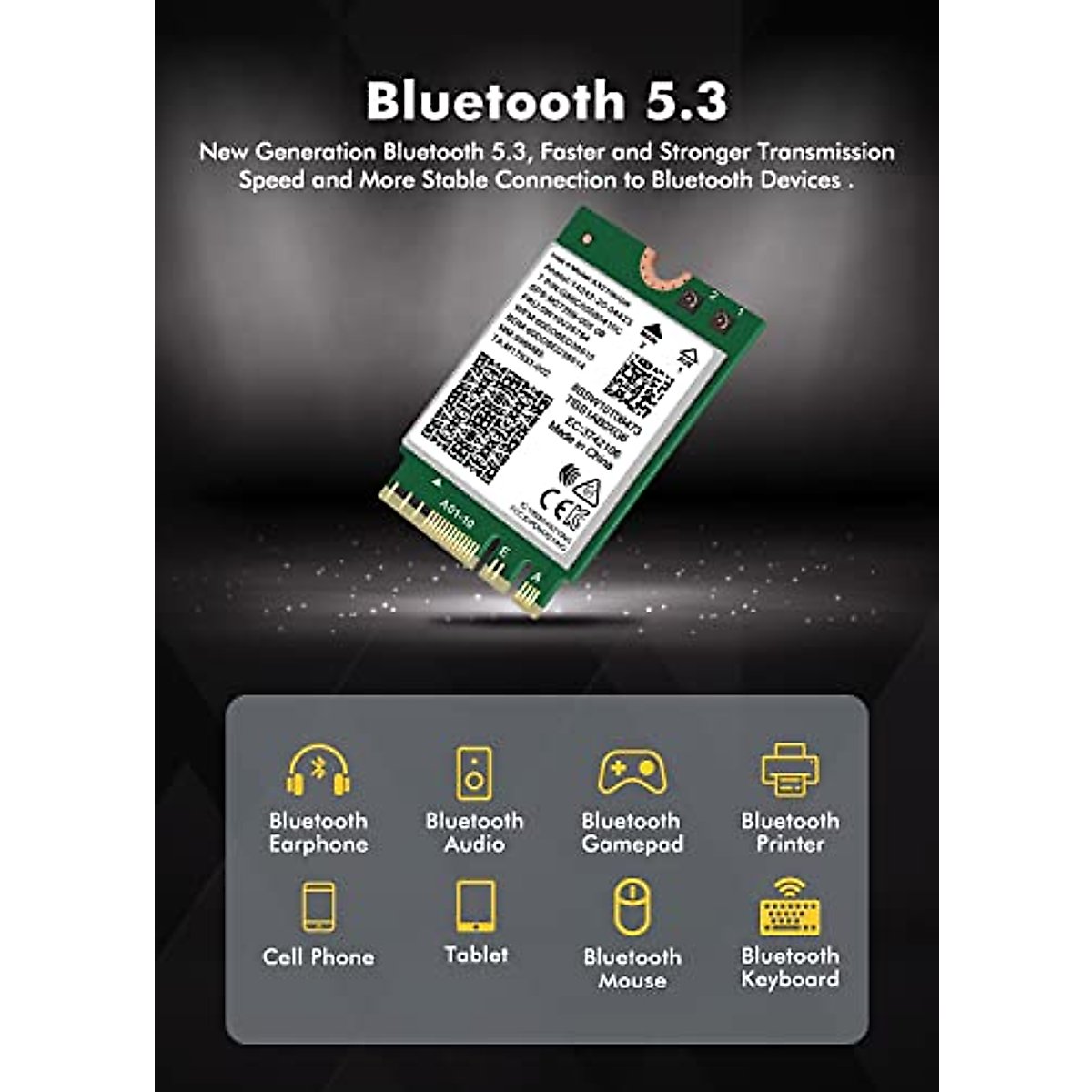 WiFi 6E Wireless Card Intel AX210 NGW Bluetooth 5.3 Tri-Band 5400Mbps Network Adapter for Laptop Support Windows 10/11 (64bit) M.2/NGFF