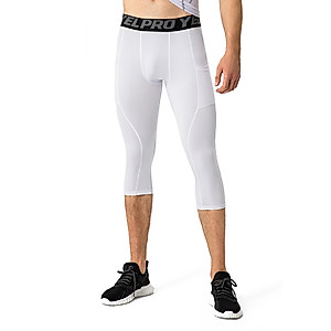 3 Pack Men's Compression Pants 3/4 Workout Dry-fit Baselayers Underwear Sport Tights Running Athletic Leggings Capris