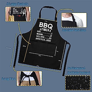 Miracu Funny BBQ Apron for Men, Grilling Aprons for Men w/ 3 Pockets - Mens Kitchen Apron for Grilling, BBQ, Chef Apron for Men, Dad, Husband, Boyfriend, Him, Brother, Friend - Grill Cooking Apron
