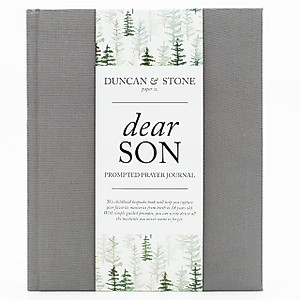 Duncan & Stone Baby Memory Book, Grey, 230 Pages, Prompted Journal for 18 Years